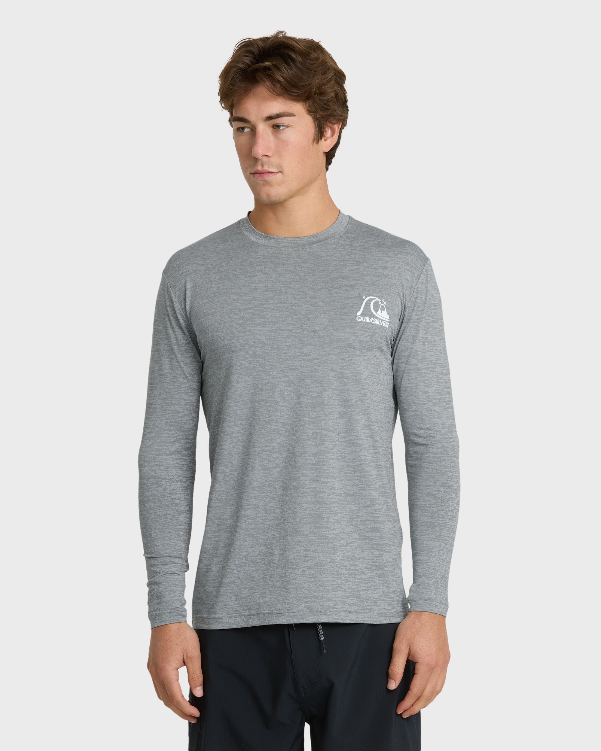 DNA Logo Surf Long Sleeve Surf Tee - Smoked Gray Heather | Quiksilver